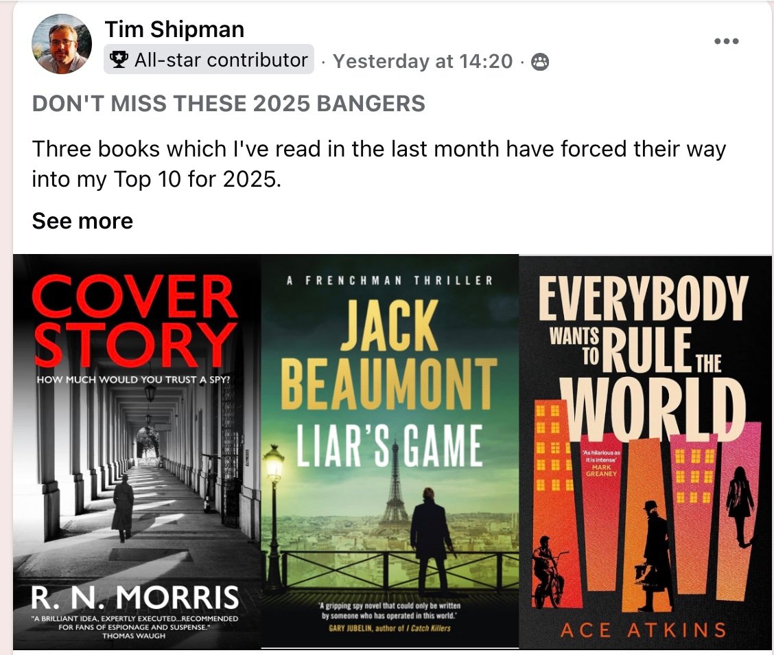Cover Story in Top Ten spy books of 2025! – R. N. Morris